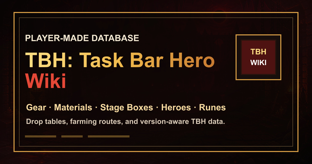 Task Bar Hero Materials Database | Effects & Sources